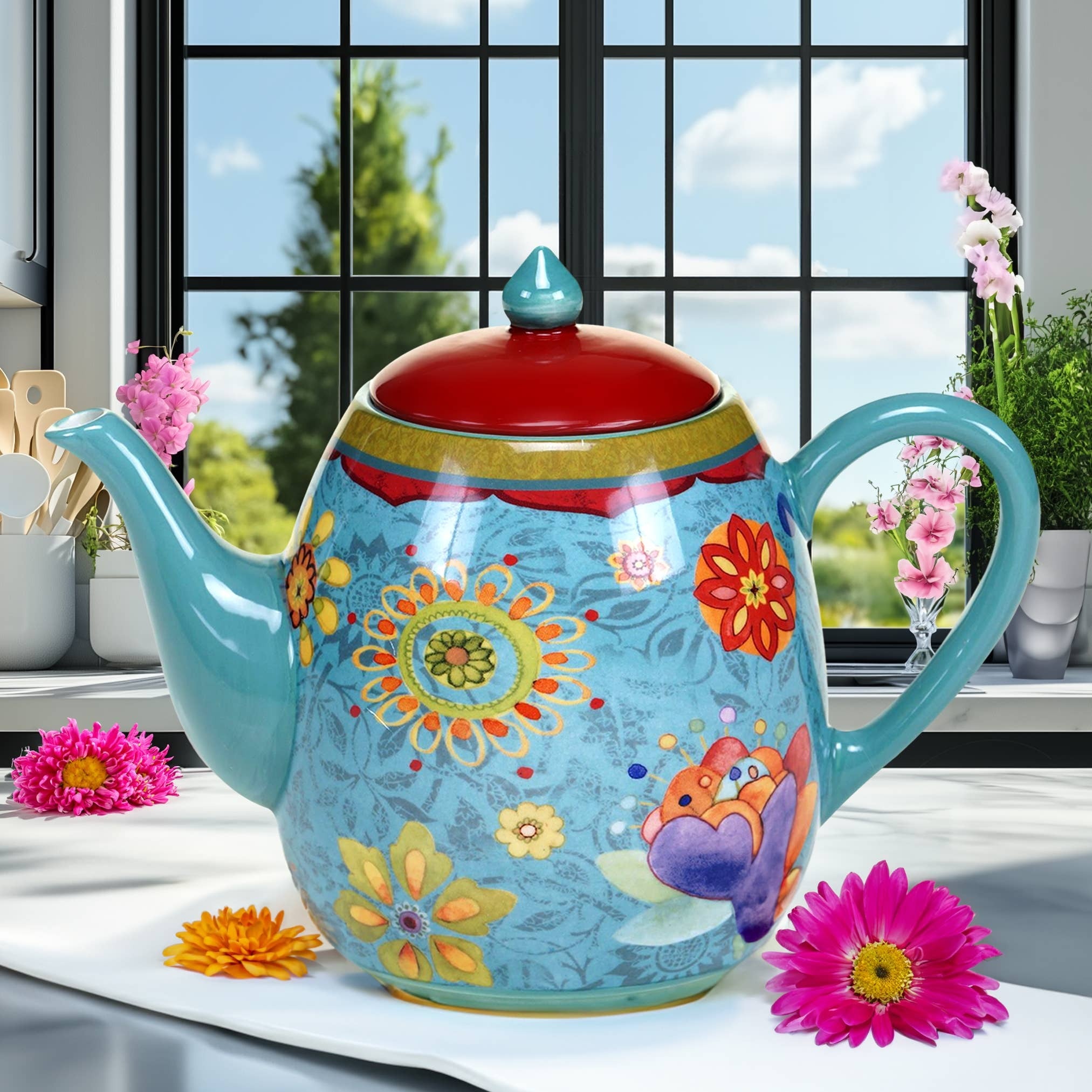 Tunisian Sunset Teapot 40 oz. | Bella Gusto Olive Oil Co